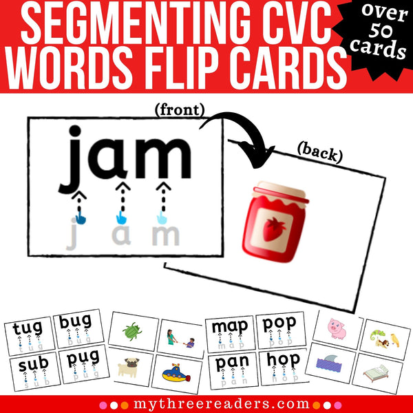 CVC Words Segmenting Cards - Front and Back – My Three Readers