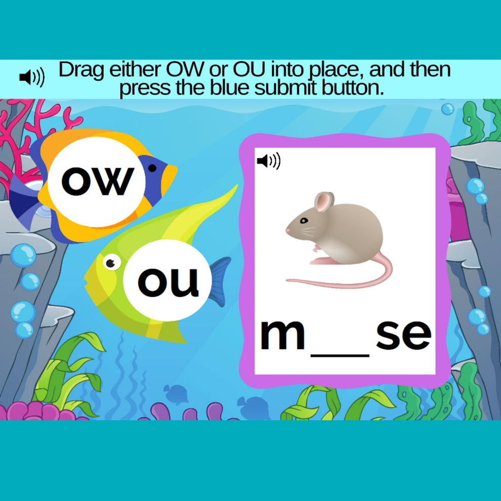 Diphthong Practice for OW and OU Words Digital Activity – My Three Readers