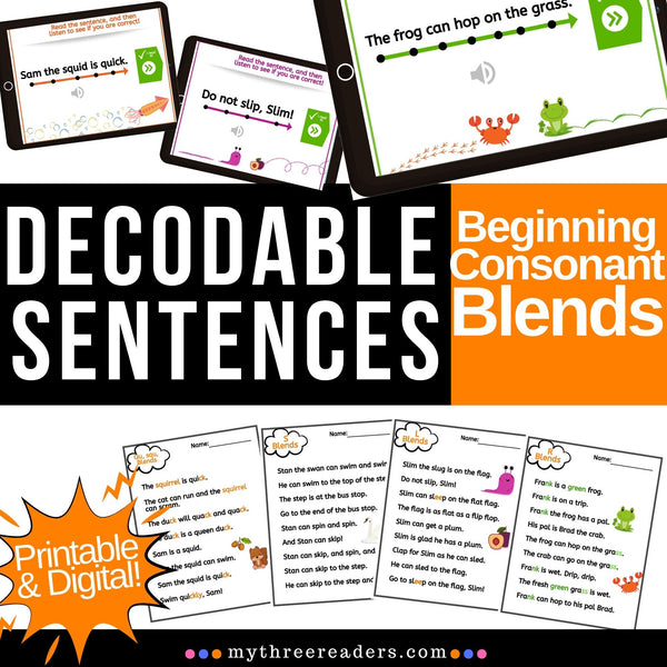 Decodable Sentences with Focus on Beginning Consonant Blends – My Three ...