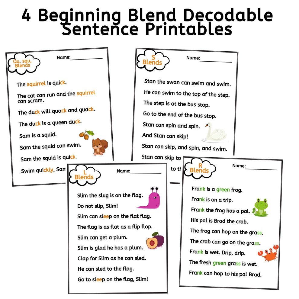 Decodable Sentences with Focus on Beginning Consonant Blends – My Three ...