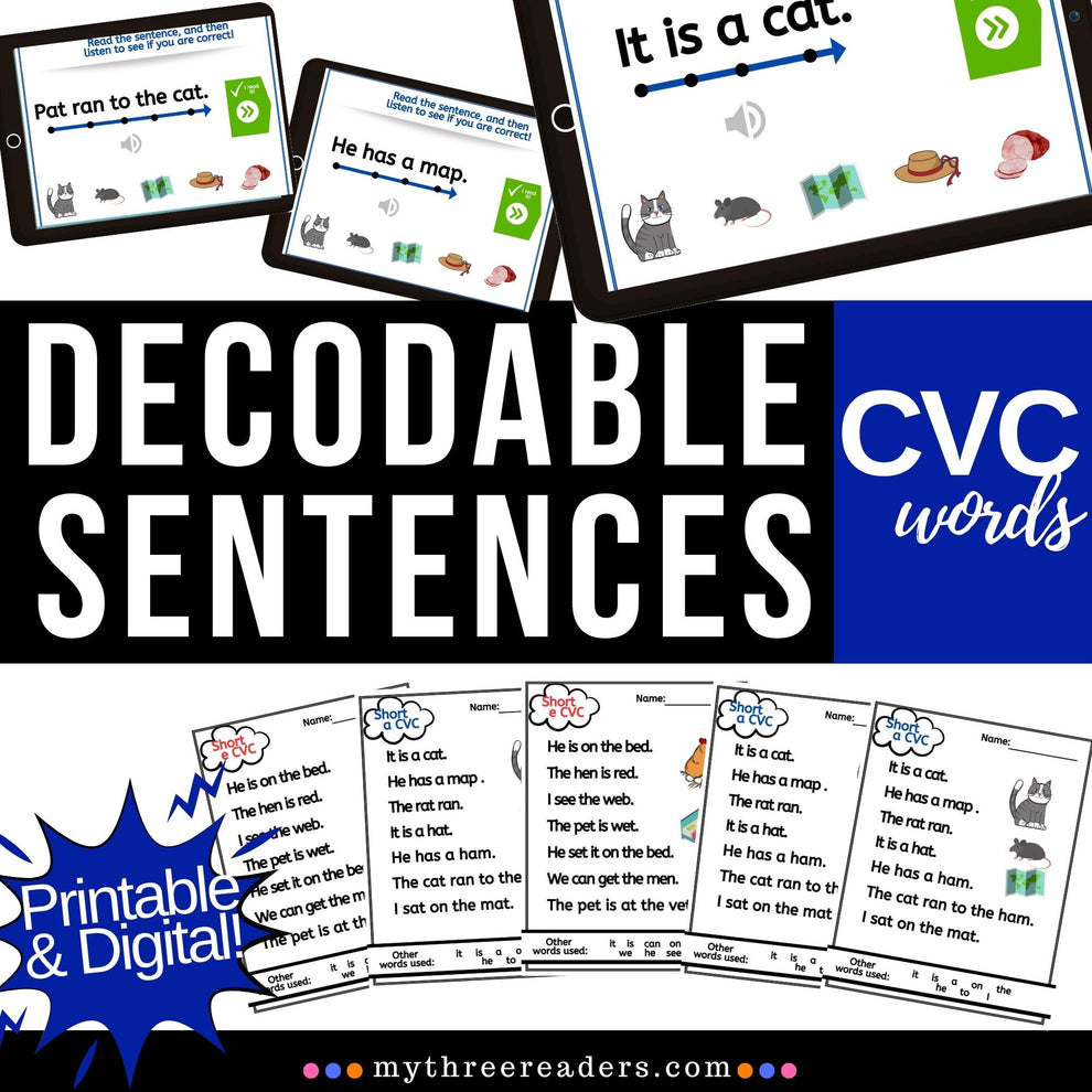 Decodable Sentences with CVC Words – My Three Readers