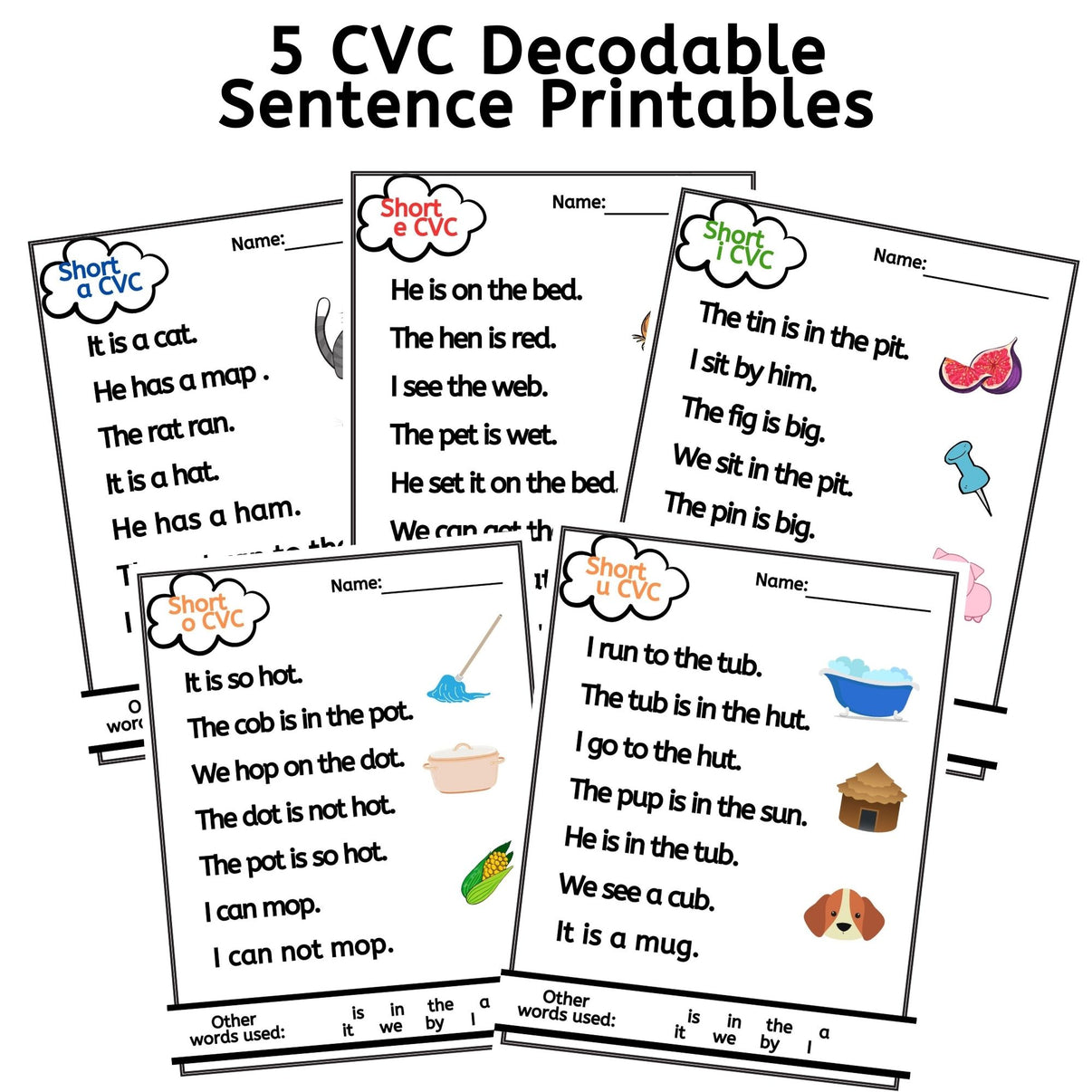 Decodable Sentences with CVC Words – My Three Readers