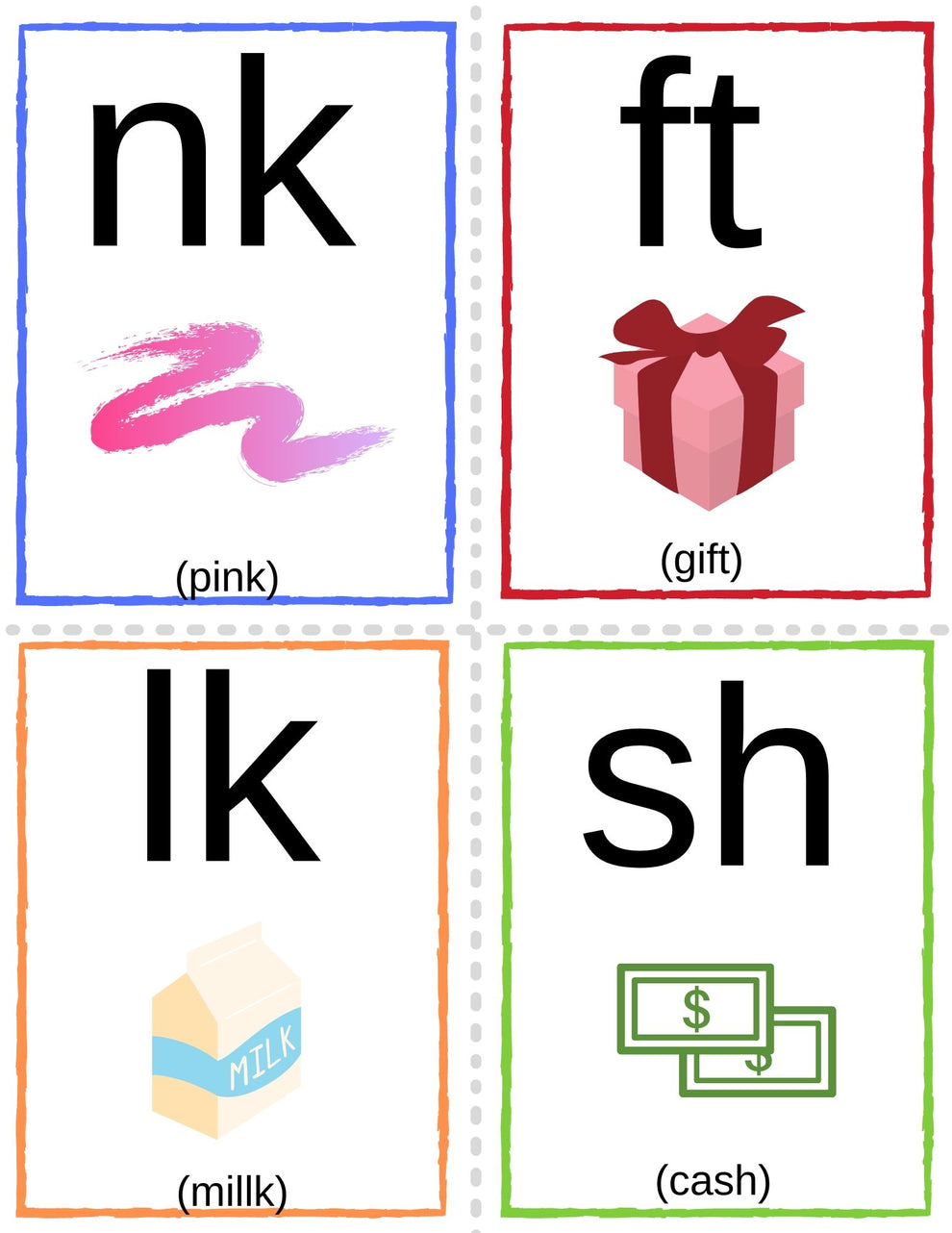 Phonics Blends and Digraphs Flashcards with Pictures – My Three Readers