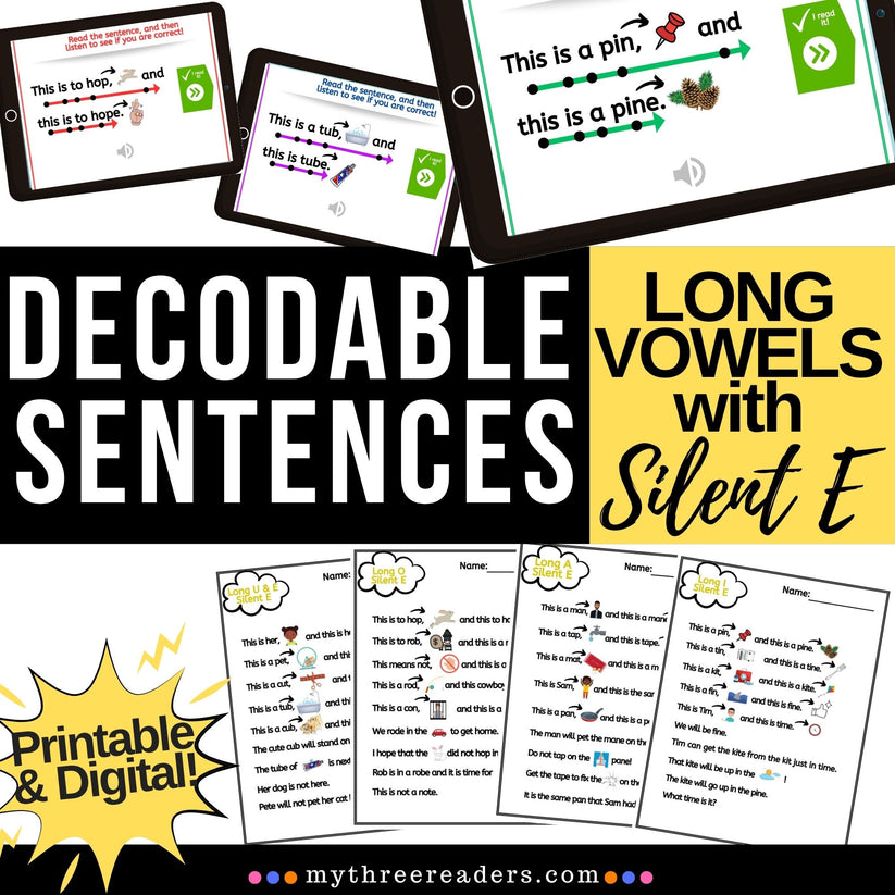 Decodable Sentences with Long Vowel, Silent E Words ("Magic E") – My ...
