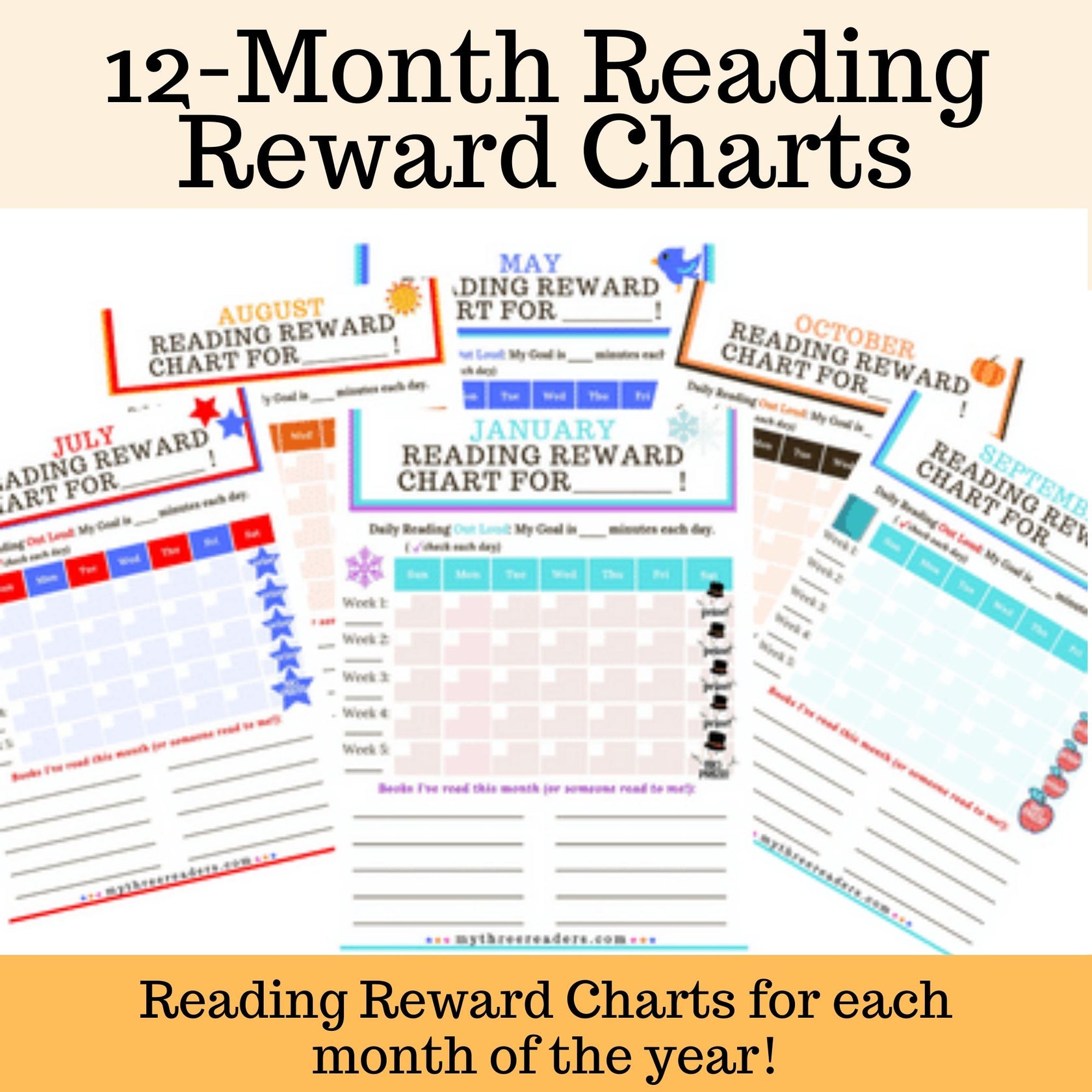 12 Months of Reading Reward Charts for Young Readers – My Three Readers
