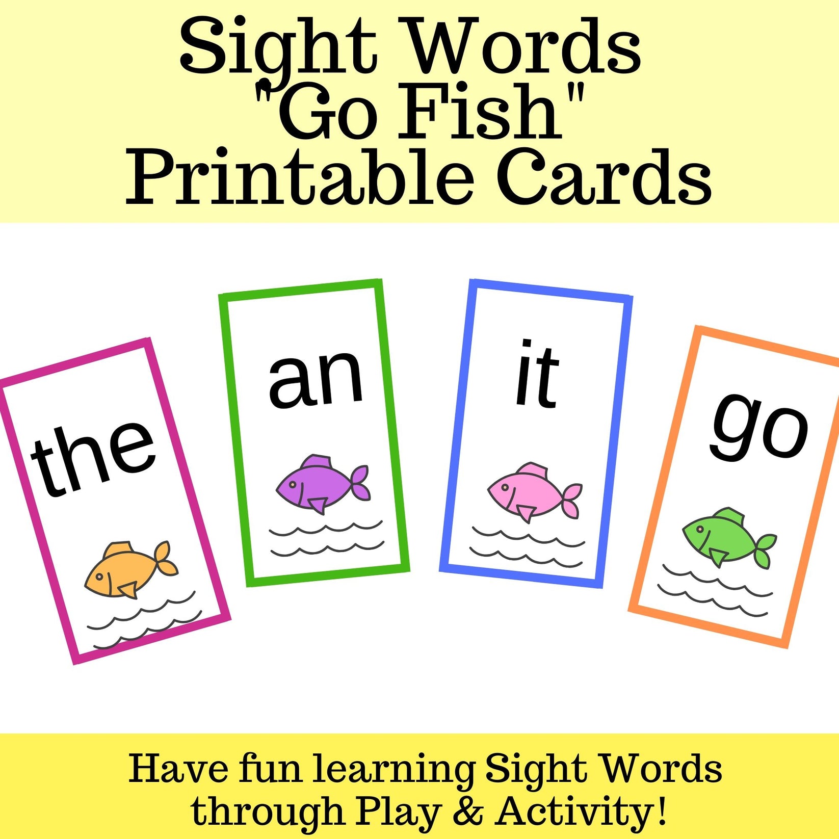 Sight Word "Go Fish" Game Cards – My Three Readers