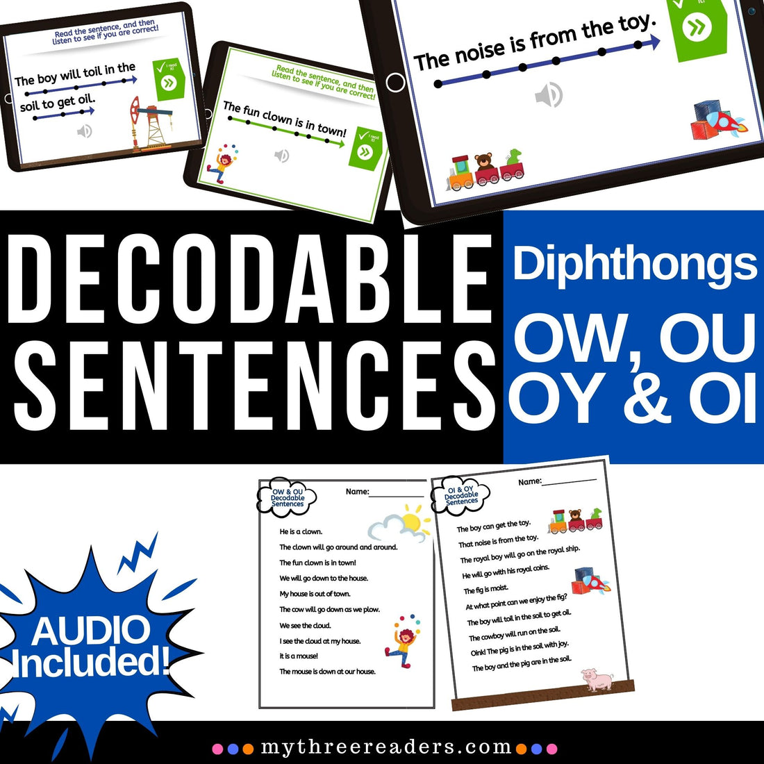 Decodable Sentences with Diphthongs – My Three Readers